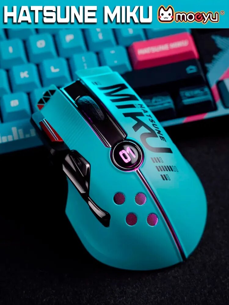 Vocaloid Игровая мышь беспроводная Miku, черный, синий
