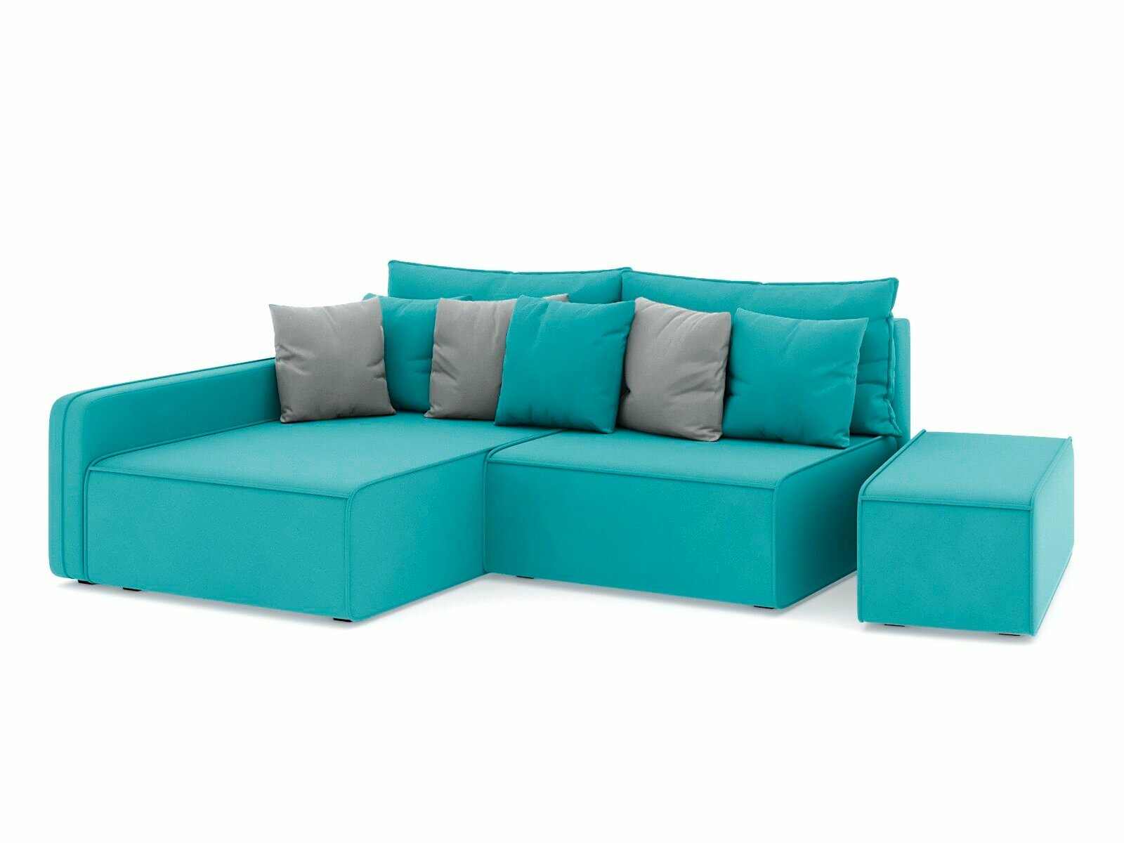 Угловой диван Портленд, еврокнижка, НПБ, угол левый/правый, велюр Зара Азур 48/ Зара Маус 12