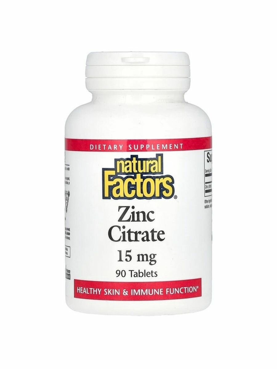 Цинк Цитрат, Natural Factors, Zinc Citrate, 15 мг, 90 таблеток