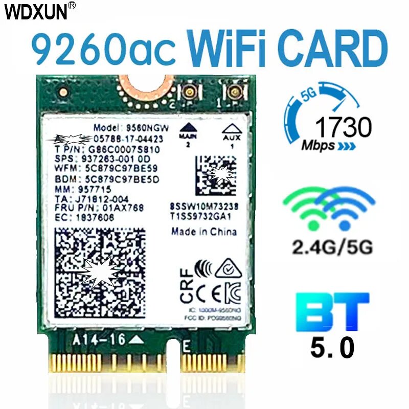 WDXUN 9260ac WiFi карта M.2 1730Mbps