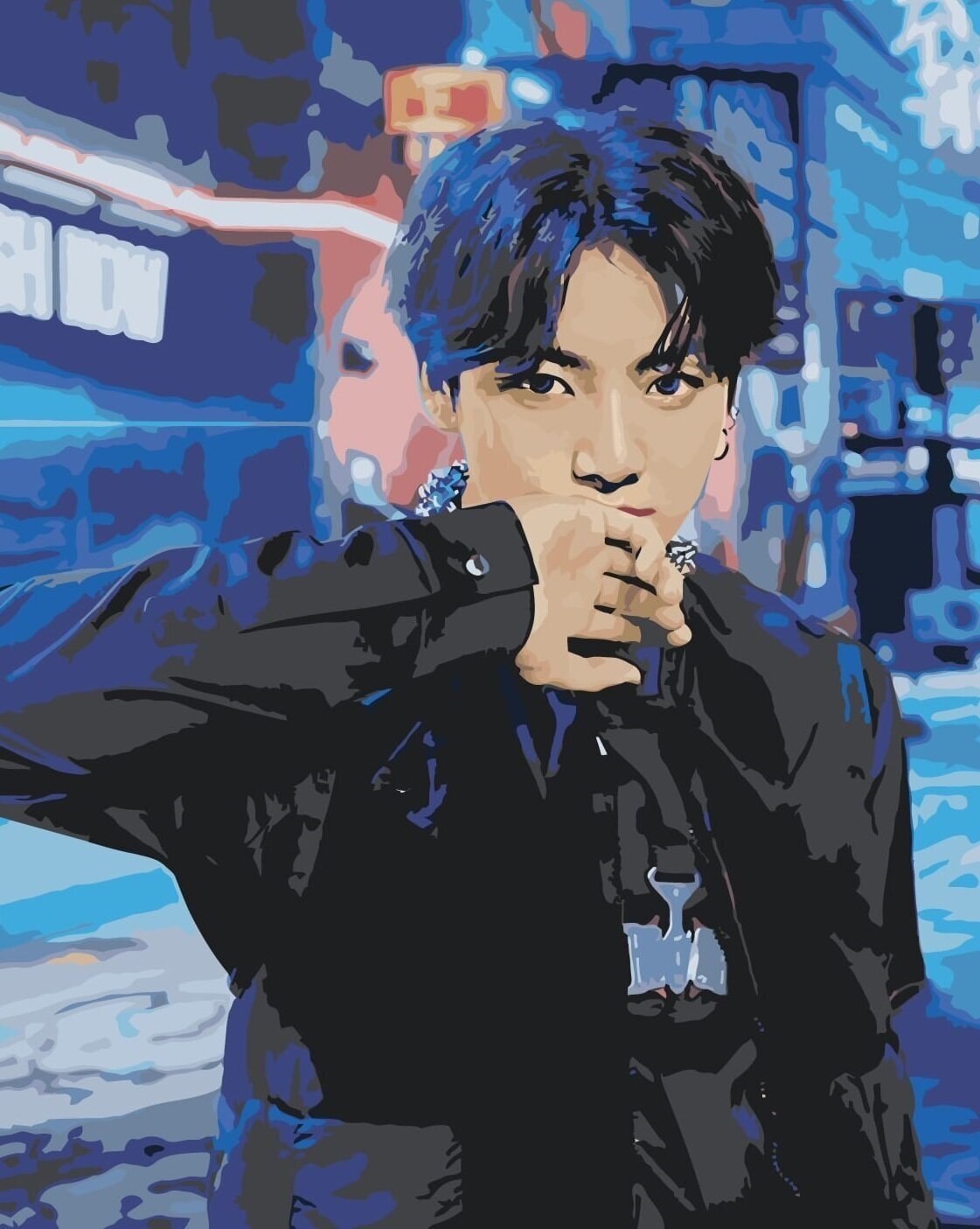 Картина по номерам на холсте с подрамником, Корейская музыкальная группа, BTS, KPOP, Jung, 40х50 см