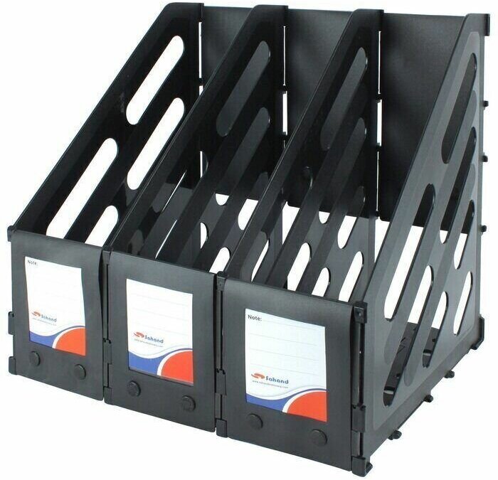 Лоток вертикальный 3-секционный, сборный, чёрный