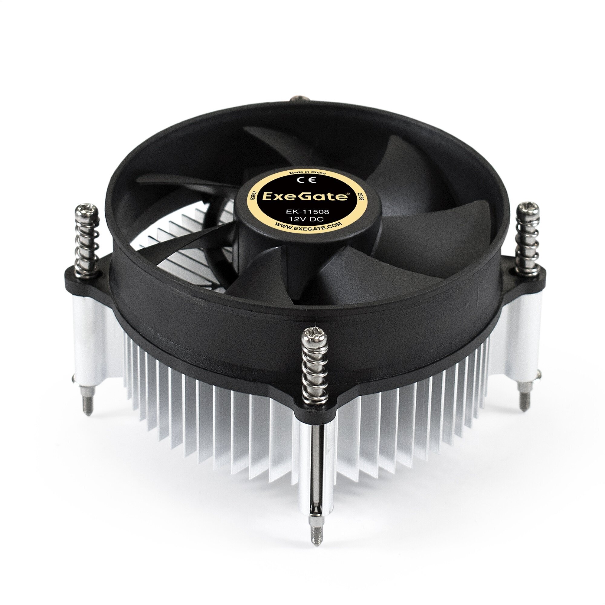 Кулер ExeGate EK-11508 (Al, LGA1150/1151/1155/1156/1200, TDP 75W, Fan 90mm, 2200RPM, Hydro bearing, 3pin, 22db, 230г, с термопастой, на винтах, Color Box) EX286138RUS