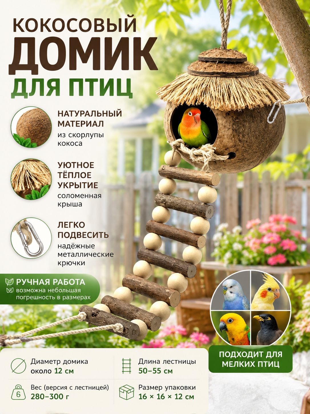 Клетка для птиц, Подвесной птичий домик с лестницей, гнездо для разведения попугаев