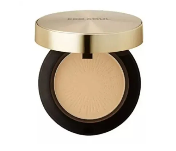 Пудра для лица компактная золотая 23 тон Eco Soul Luxury Gold Pact 23 Natural Beige 9гр