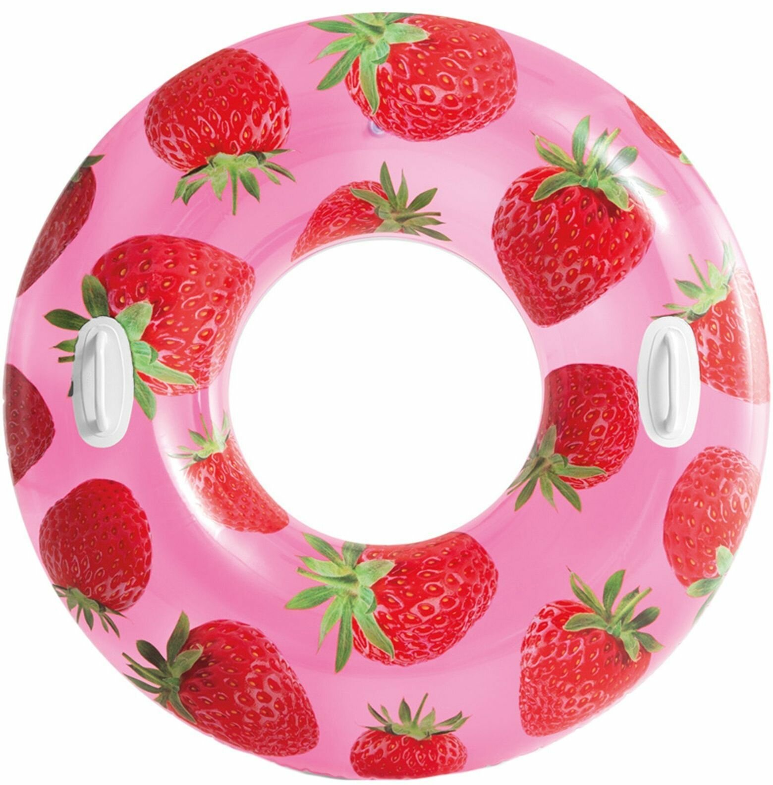 Большой надувной круг INTEX "Тропики" с ручками, для плавания и купания на море и в бассейне, плавательный круг диаметр 107 см, для детей от 9 лет и взрослых, цвета микс