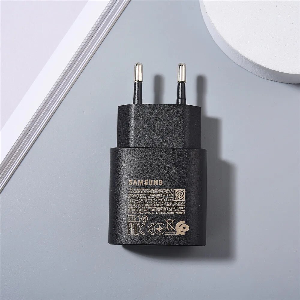 Samsung Galaxy A55 A54 A35 A34 A14 5G 25W Супер быстрая зарядка USB C PD Настенный Black EU Charger