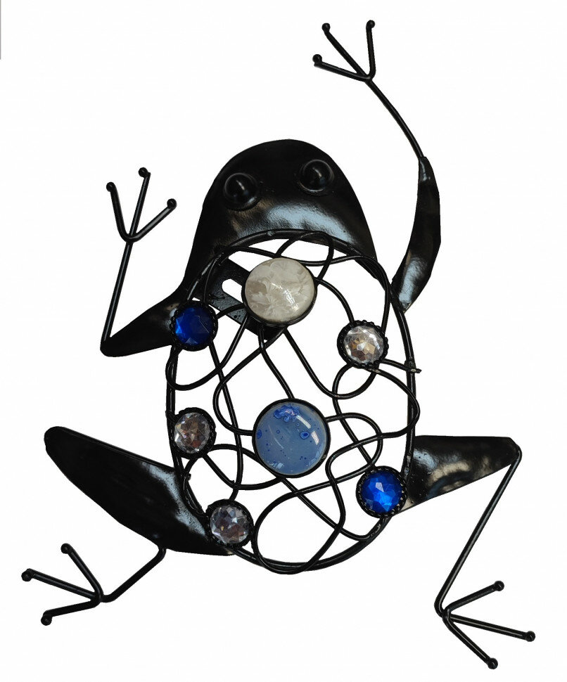 Настенный декор из металла панно Лягушонок черный 18 х 12 см