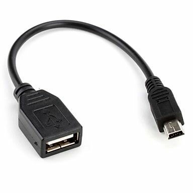 Кабель mini USB- USB A черный, 0.15см