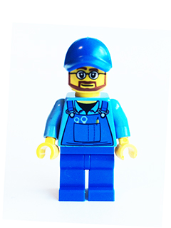 Минифигурка Lego Cty0544 Overalls with Tools in Pocket Blue, Blue Cap with Hole, Beard and Glasses