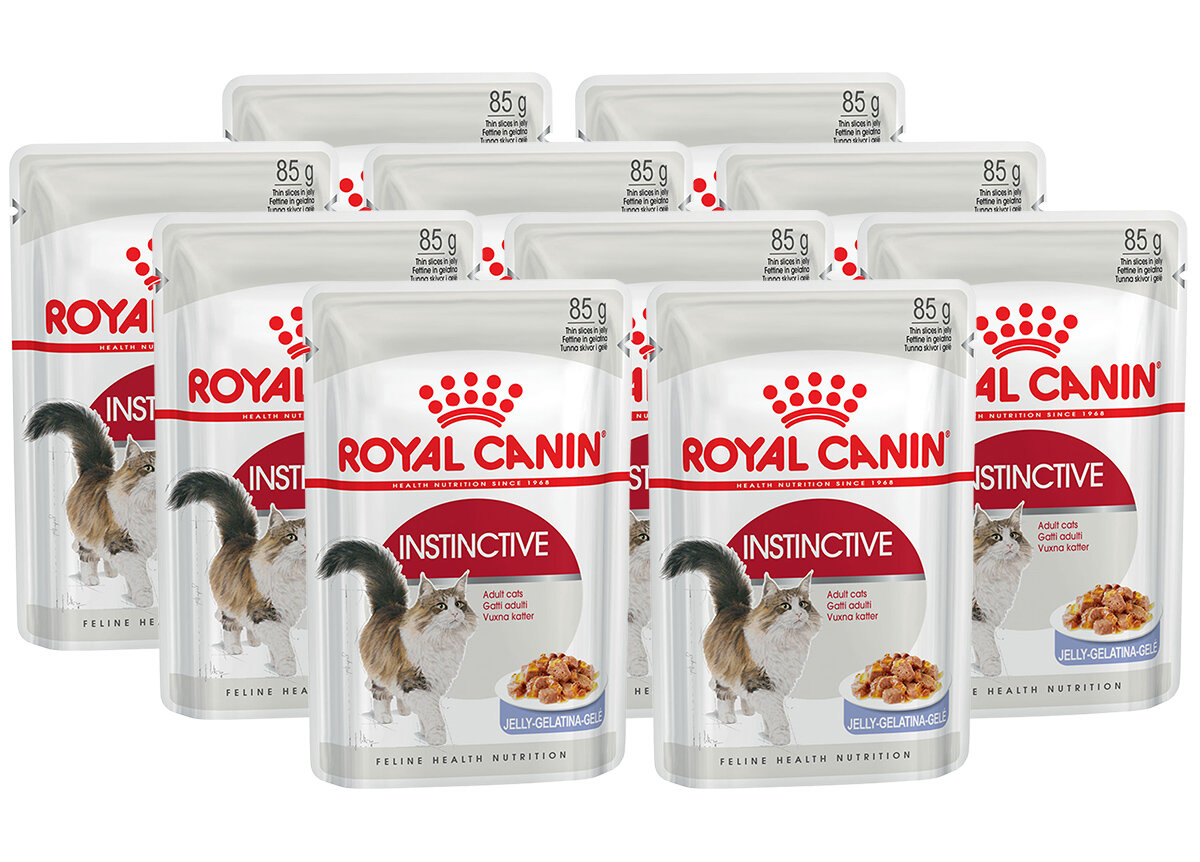 Корм влажный Royal Canin Instinctive для взрослых кошек в желе пауч, 85 г х 10 шт