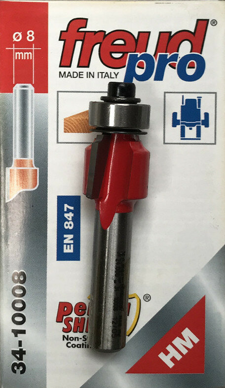 Фреза полукруглая вогнутая с подшипником (15.8х12.7х54.9 мм; R1.6 мм; Z2; хвостовик 8 мм) FREUD PRO 34-10008