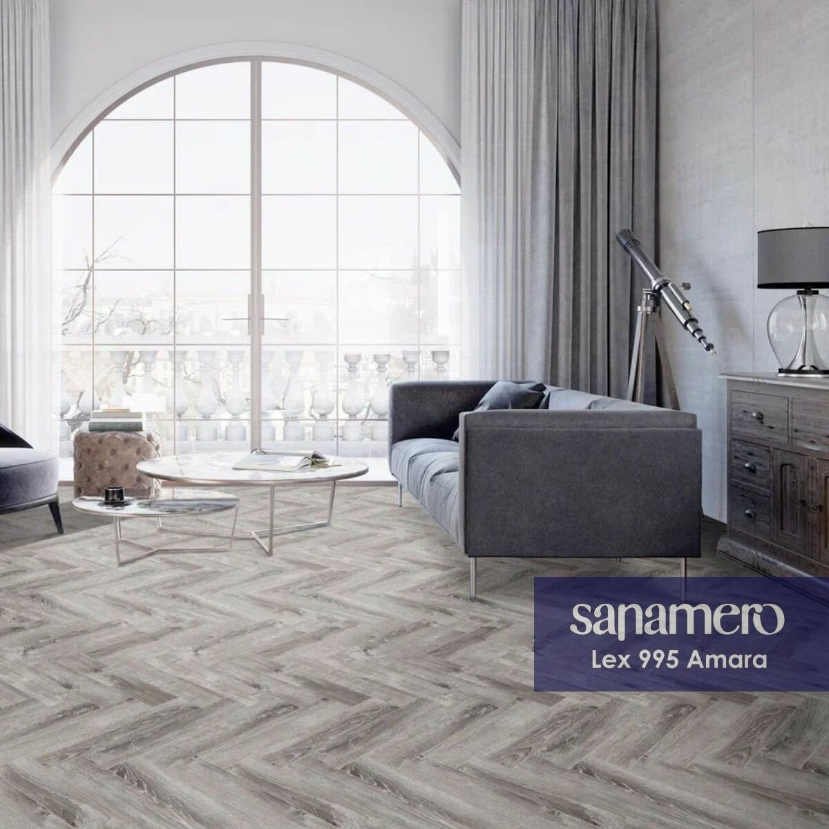 Кварцвинил SPC ёлочка Sanamero Lex Amara (640х128) 16шт./уп, 1.31м2, 995