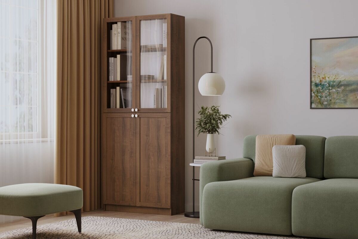 Стеллаж Билли-21 Хит Орех Экко для документов для книг четырехдверный 70*240*30