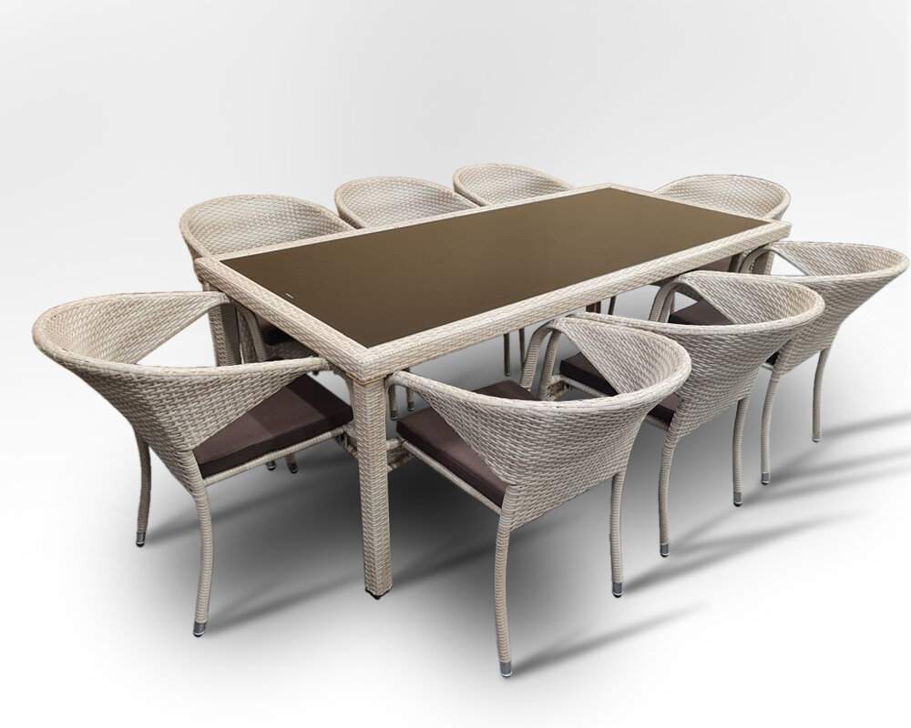 Обеденная мебель из искусственного ротанга комплект сицилия "SICILY" 8 персон