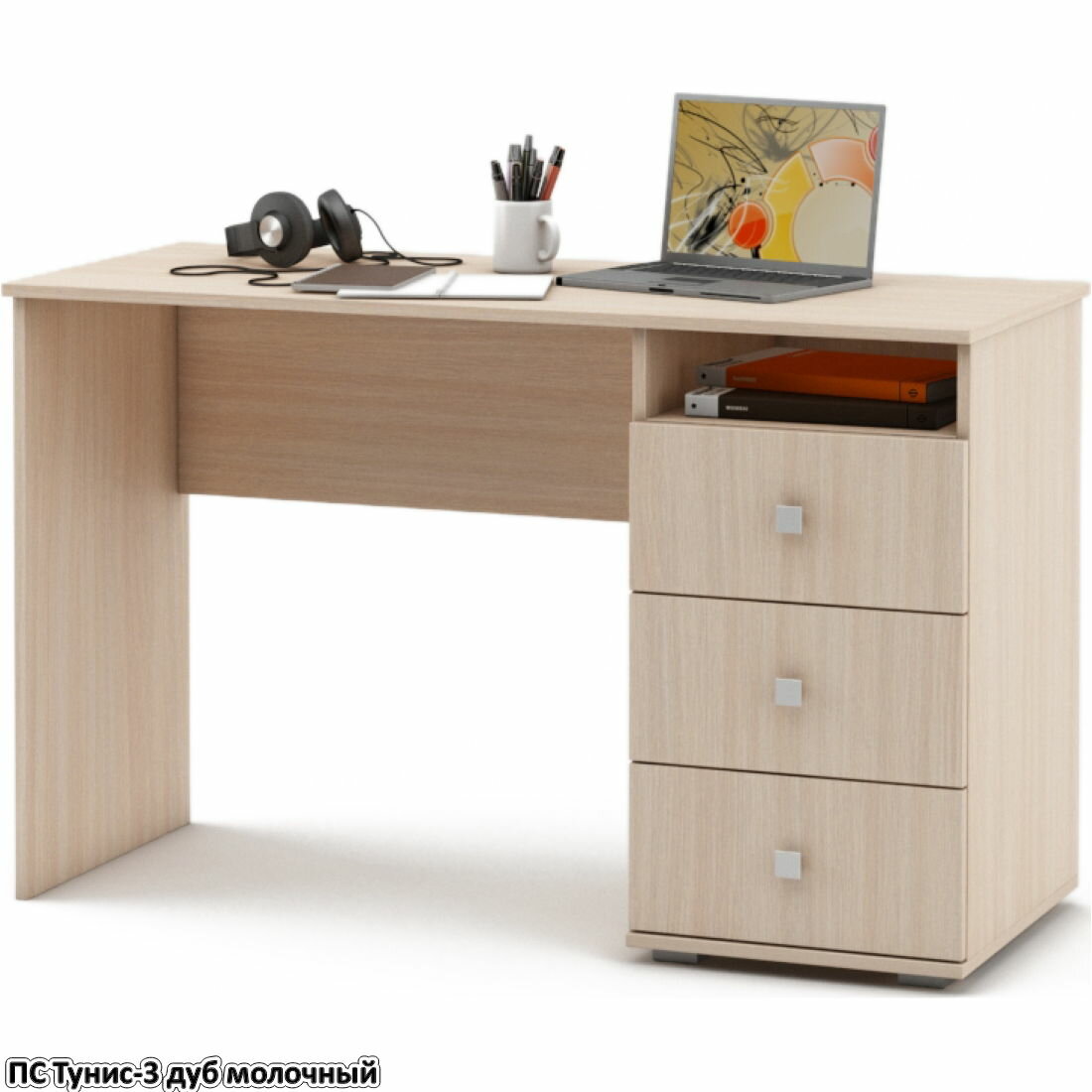 Письменный стол Тунис-3 Дуб-молочный, ЛДСП, МФ Владимир VMF, 120х75х50 см.
