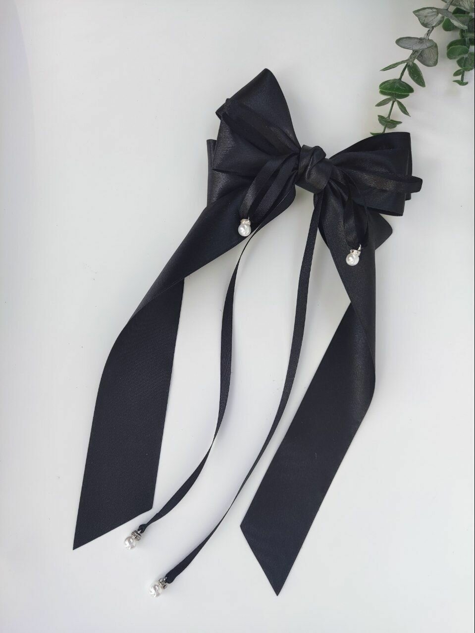 Бант для волос на заколке-автомат чёрный