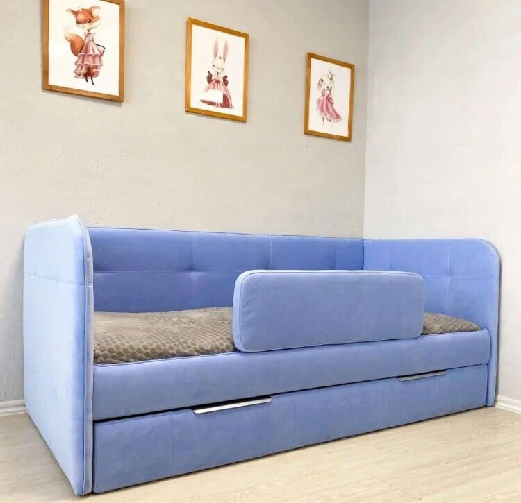 DarDav кровать "Бондо" с дополнительным спальным местом, размер 80*170см. антивандальная ткань Teddy лаванда