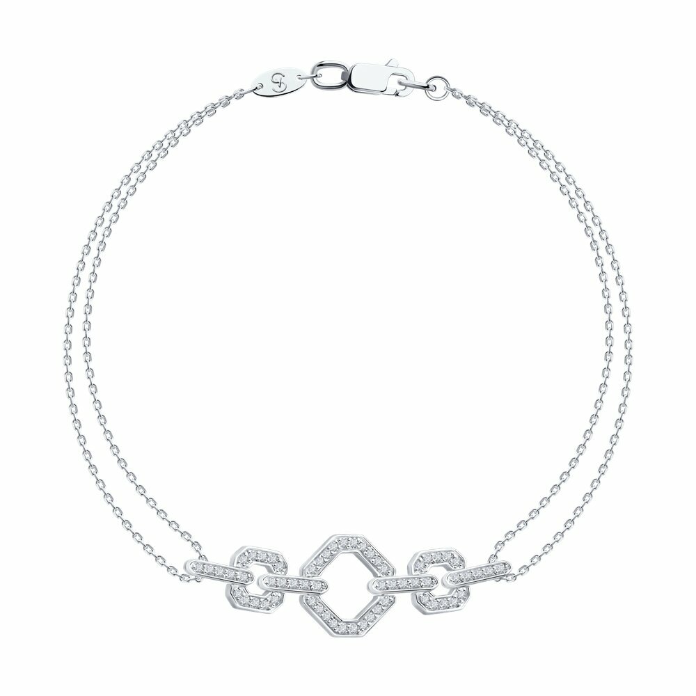 Браслет, белое золото, 585 проба, бриллиант