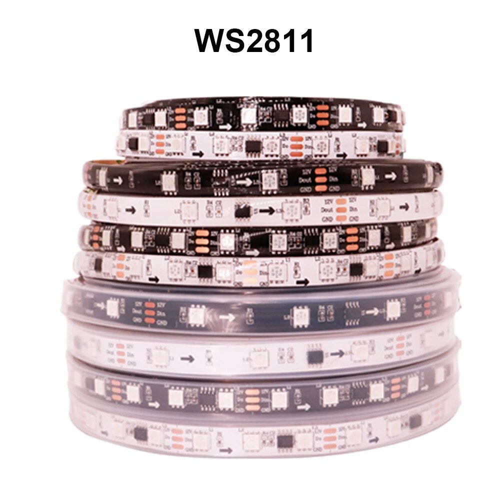 Светодиодная лента WS2811, 1M, Черная PCB, 60Вт, IP30