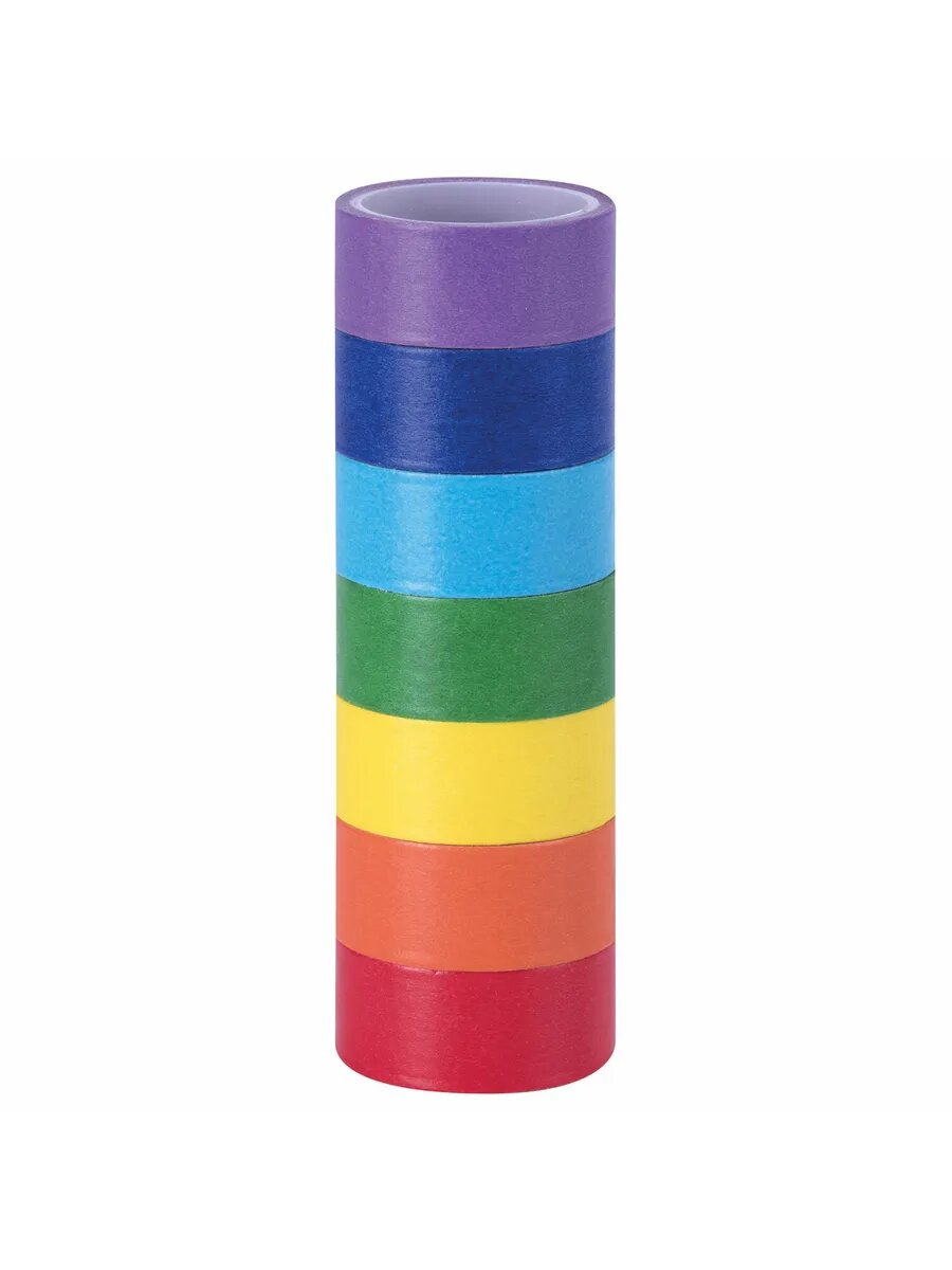 Клейкие WASHI-ленты для декора, однотонные 7 цветов