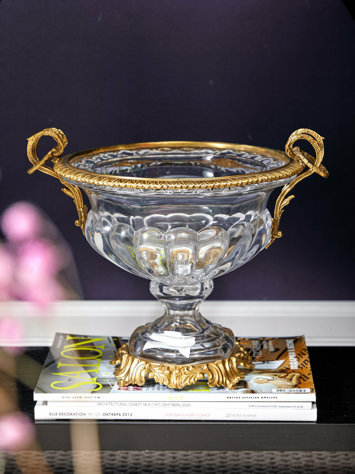 HGL314L/GLASS Чаша для фруктов 31х27х27см, Стекло, бронза, Glasar