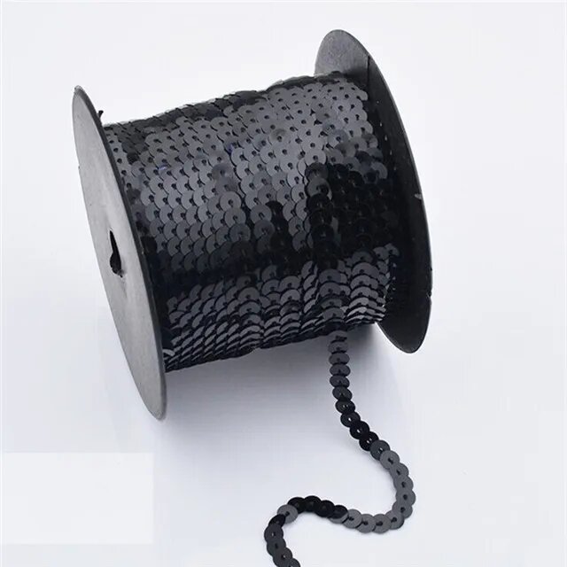 Лента с пайетками Lucky Sewing 6мм 5 ярдов 7 цветов Черный, Black