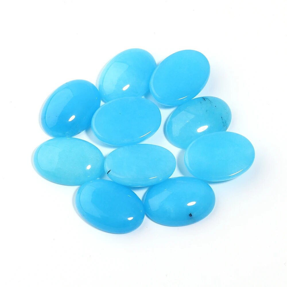 Кабошоны из белого нефрита 5 шт, 18х25 мм для ювелирных изделий blue