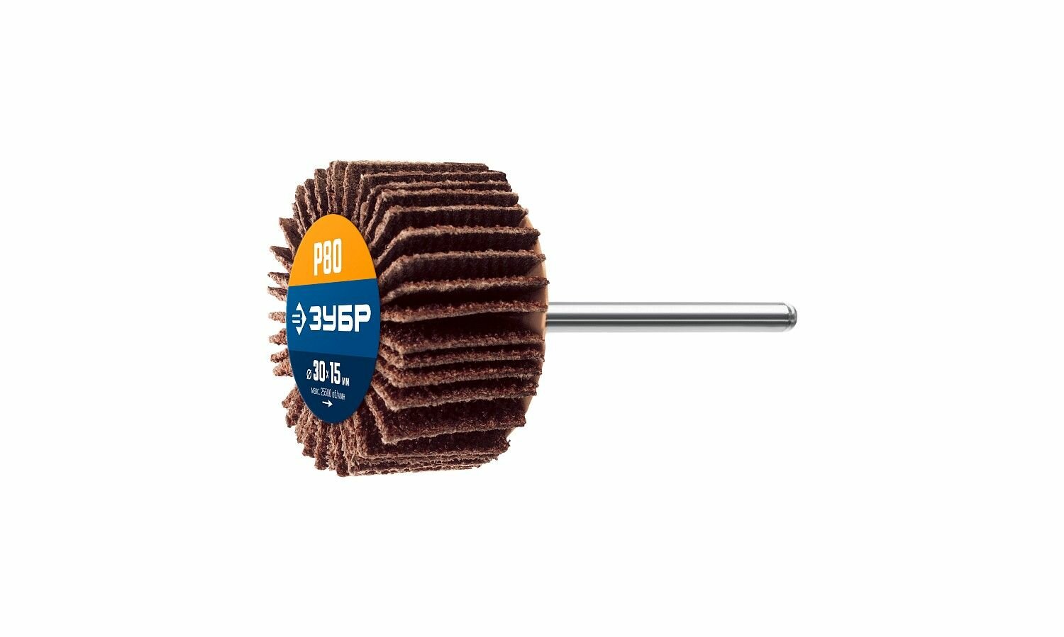 Шлифовальный круг ЗУБР d 30x15 мм, P80, шпилька d 3.2 мм, лепестковый, профессиональный 36600-080_z01