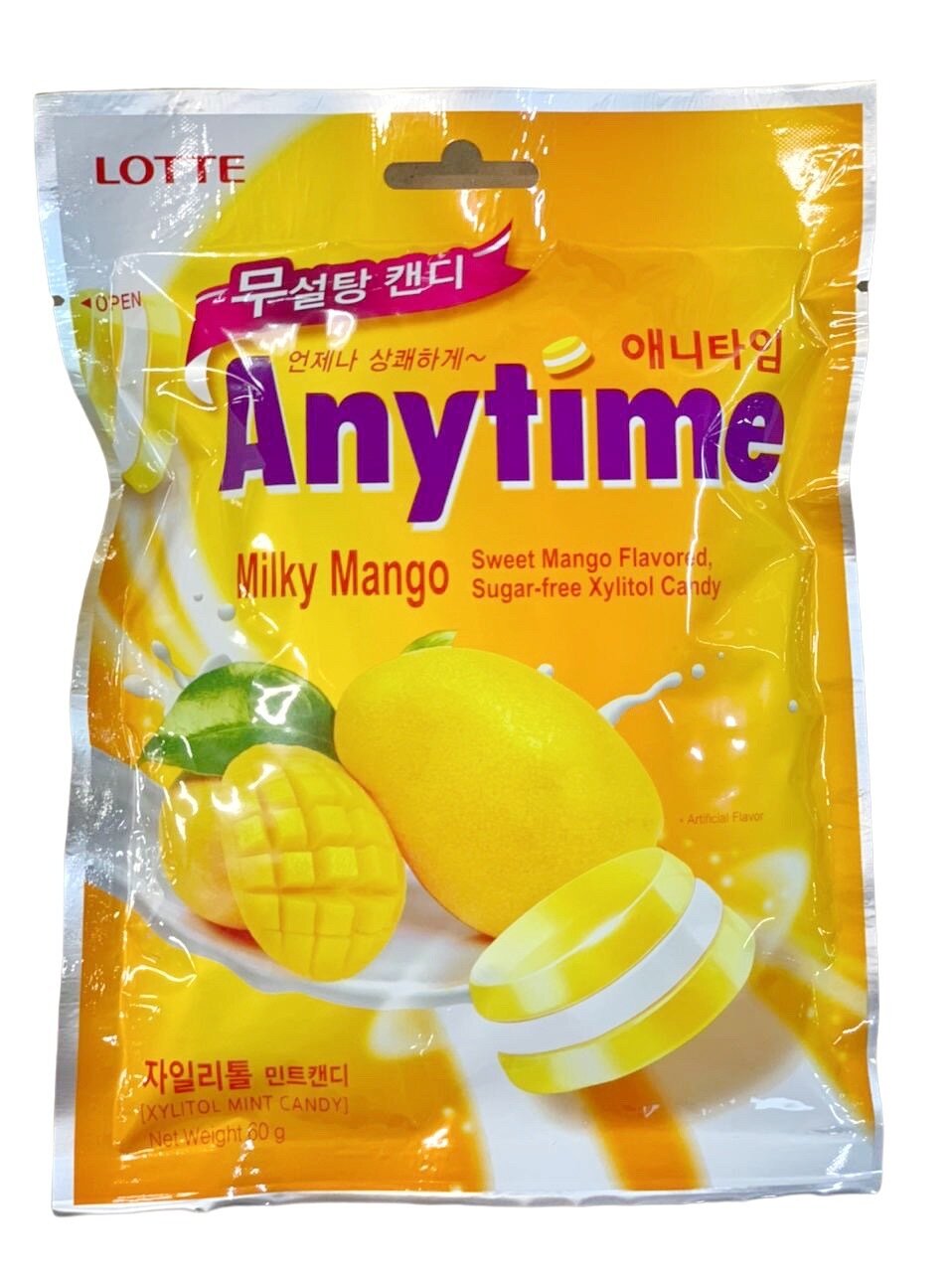 Корейская Леденцовая Карамель с Ксилитолом Anytime, манго, 74 гр.