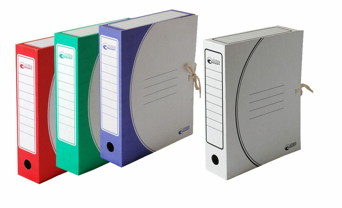 Папка архивная Офис-Стандарт с завязками, гофрокартон, 320*260*100 мм, синяя (в упаковке 3шт.)