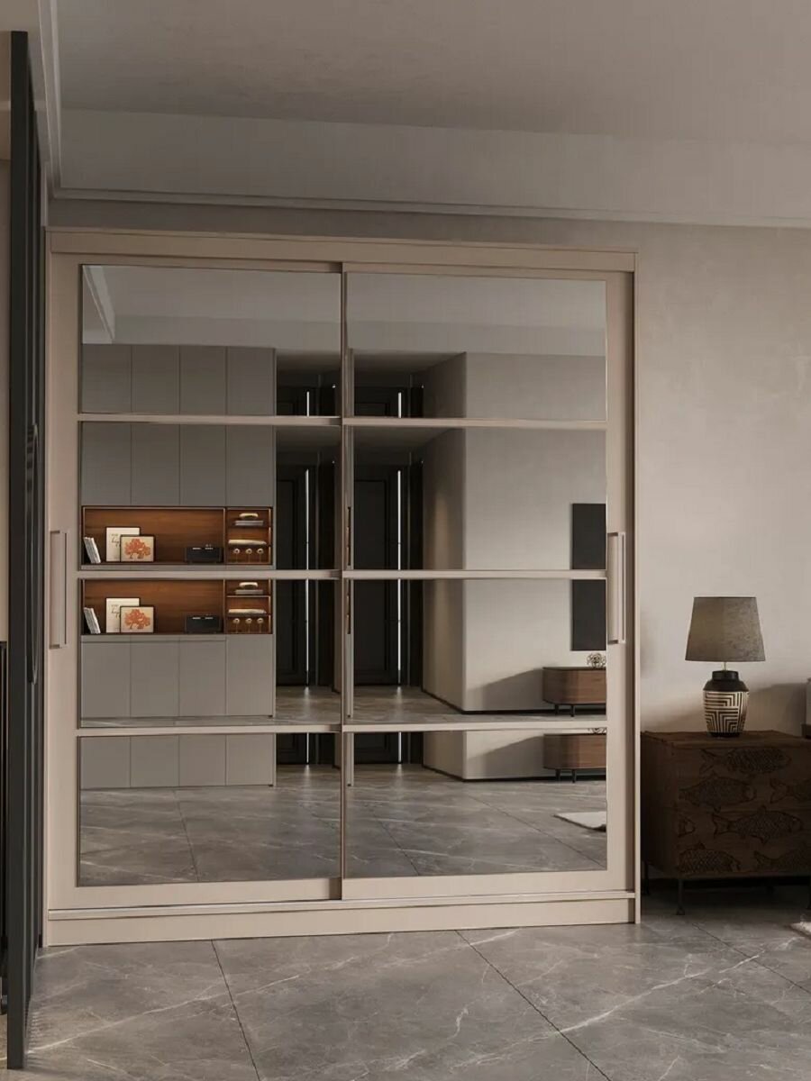 Шкаф-купе гранд ЛДСП 2м кашемир с зеркалами