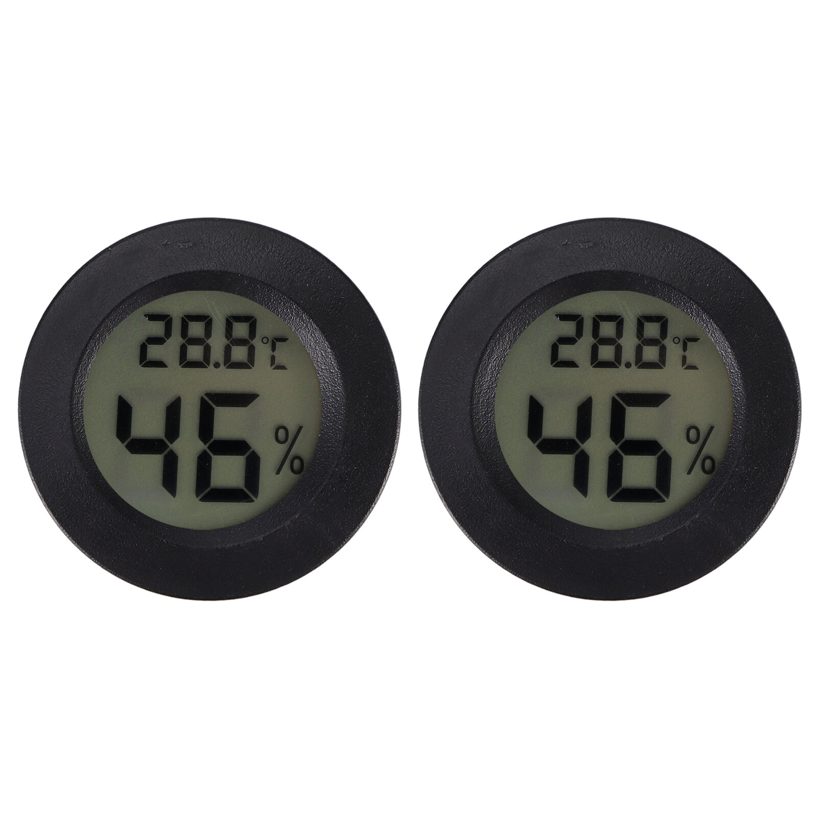 2PCS Mini Digital LCD Thermometer Hygrometer Round Shape Temperature Humidity Meter for Reptile Box