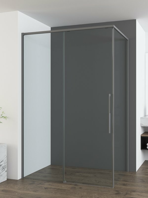 Душевой уголок Vincea Ultima VSR-7UL9014CLGM 140х90 см, профиль вороненая сталь, стекло прозрачное