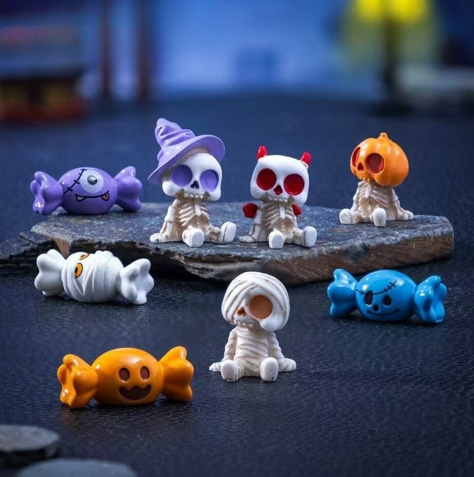 Декоративные аксессуары для Хэллоуина, фигурки тыквы, черепа и конфет, для мини-сада и DIY