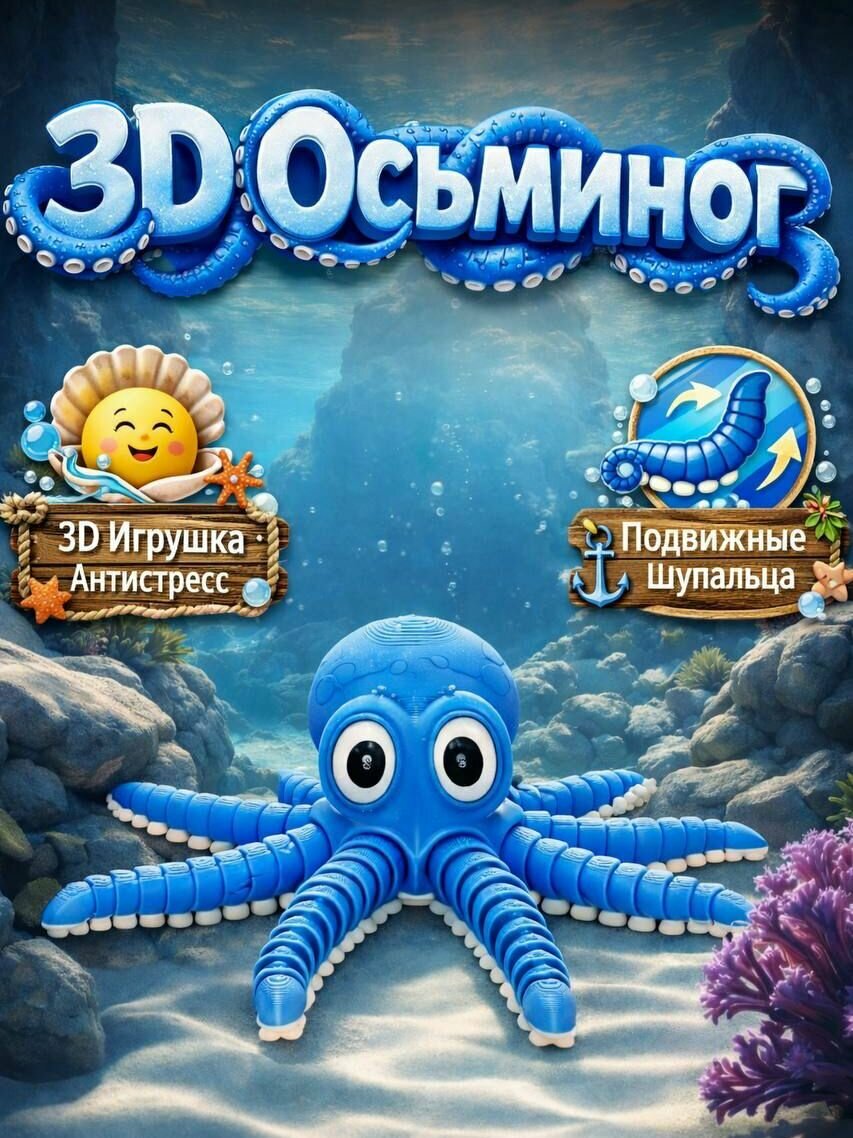 3D игрушка антистресс Осьминог