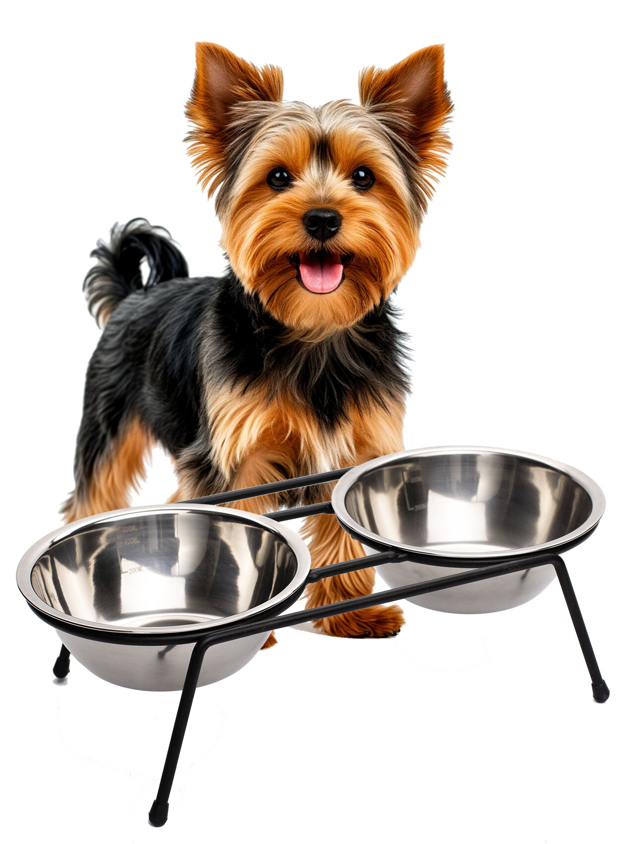 Подставка для кормления собак и кошек, с 2 мисками 0,6 литра, INFILD