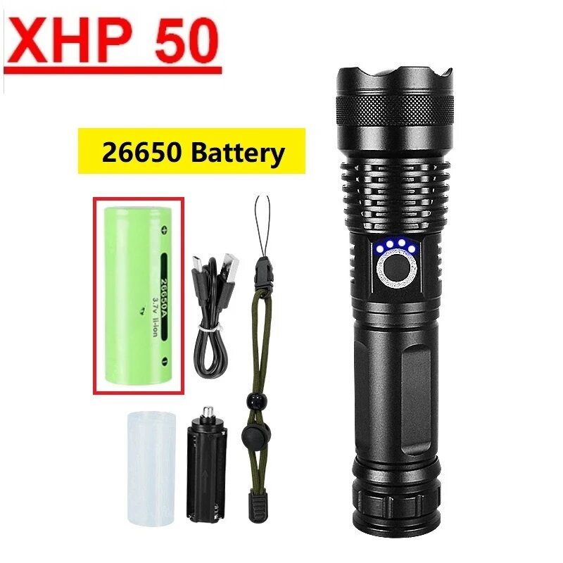 ZEBA 2000000LM белый перезаряжаемый светодиодный фонарь P50 26650 Battery