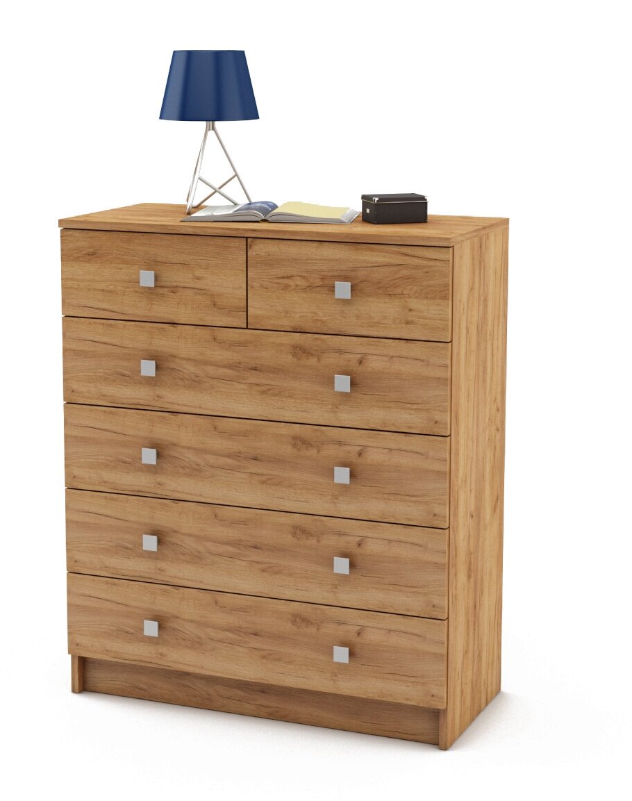 Комод для одежды с ящиками Бостон (Лондон) 11, 6 ящиков, размеры 80х38х97, цвет Дуб золотистый