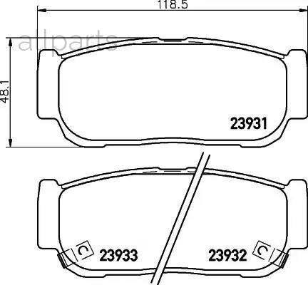 MINTEX MDB2338 Колодки тормозные дисковые задн. SORENTO I (JC) KYRON RODIUS RODIUS II STAVIC TURISMO