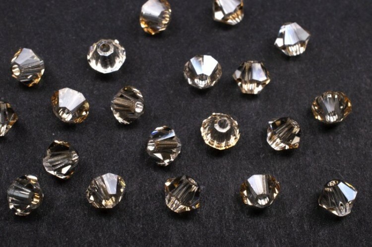 Бусины биконусы хрустальные 4мм, цвет CRYSTAL HONEY, 746-055, 20шт