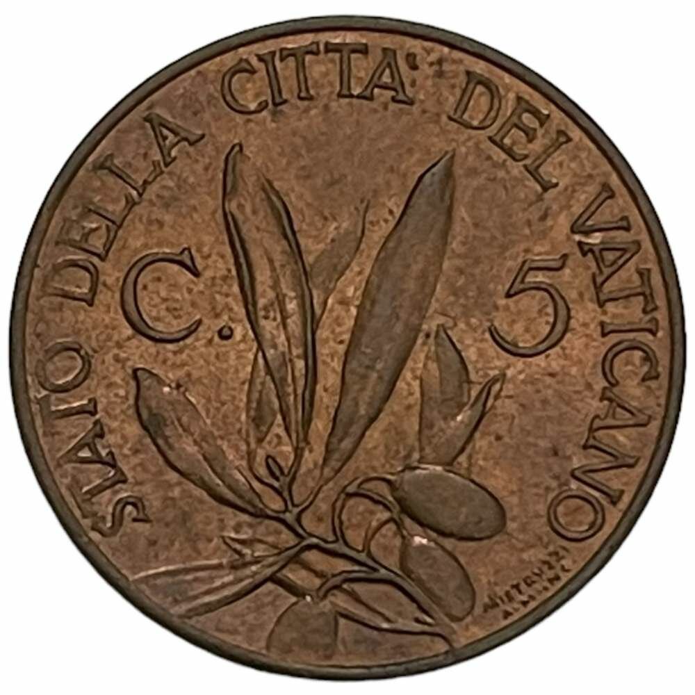 Ватикан 5 чентезимо 1937 г.
