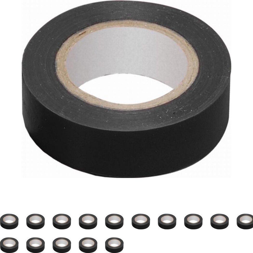 Изолента ПВХ IEK 15 мм 10 метров черная (комплект из 15 шт.)