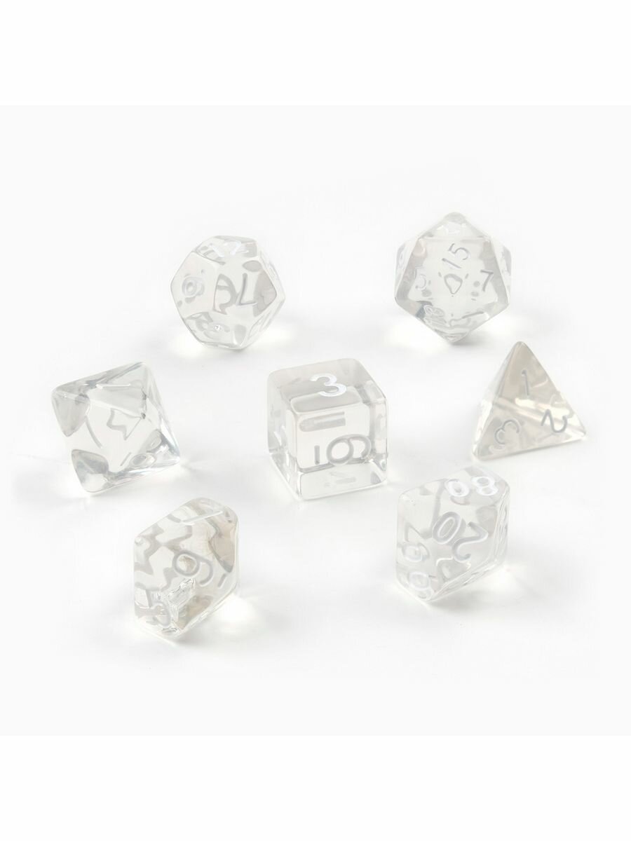 Набор кубиков для DnD (Dungeons and Dragons, прозрачные 7 шт