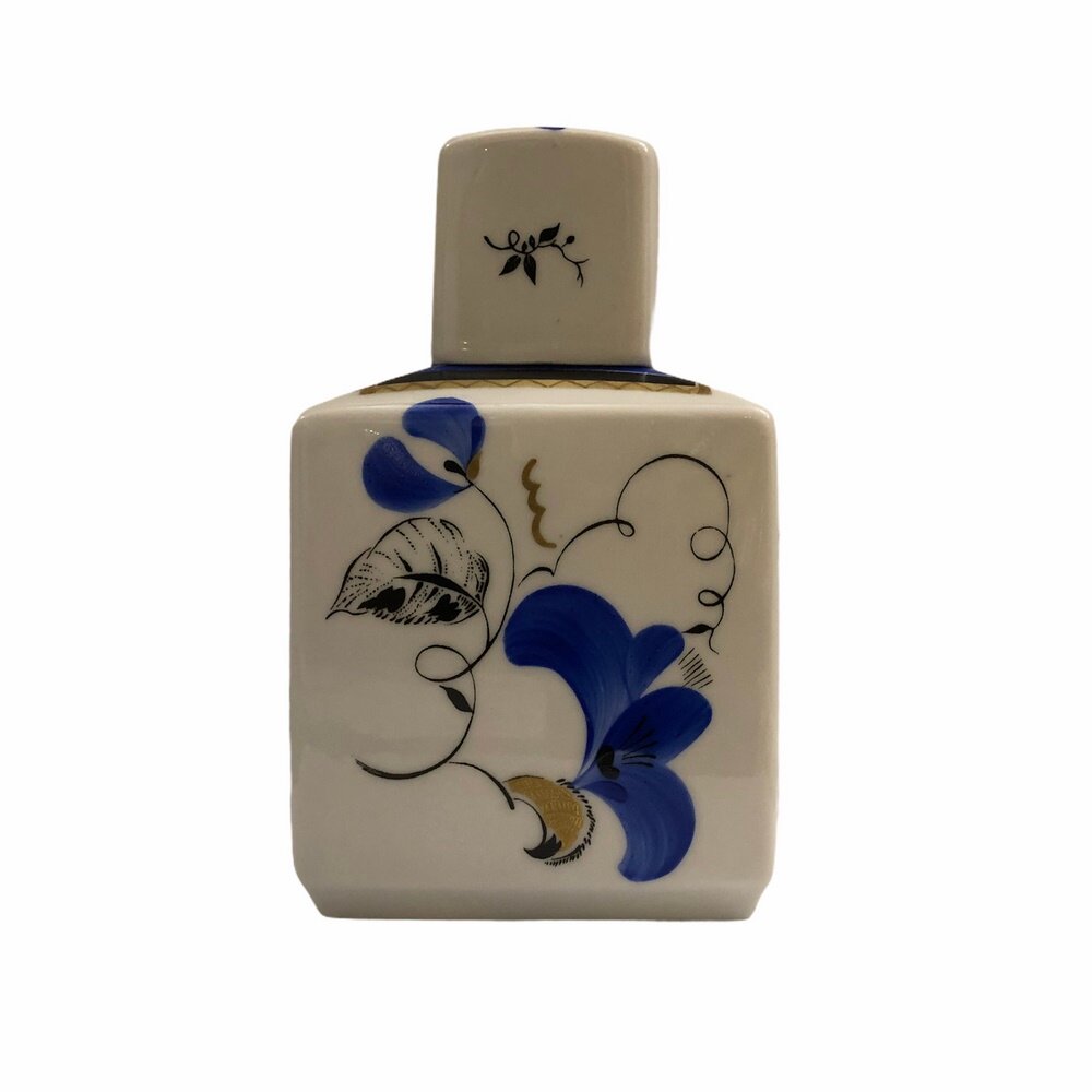 Фарфоровая Чайница "Синие узоры" 1970-1979 гг, ЛФЗ, СССР