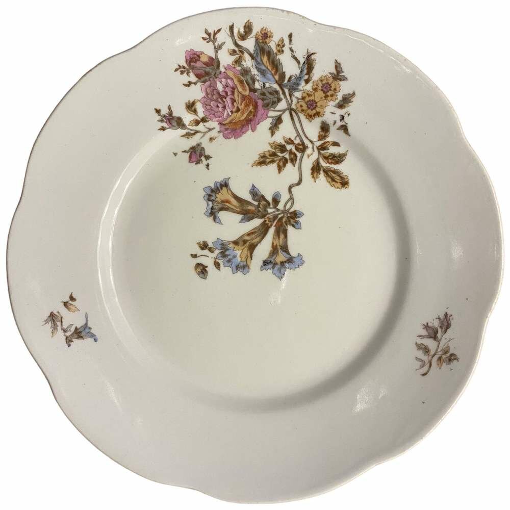 Тарелка "Колокольчики", 24,5 см, для вторых блюд, 1884-1917 гг, б/клейма, Бр. Корниловы (1)