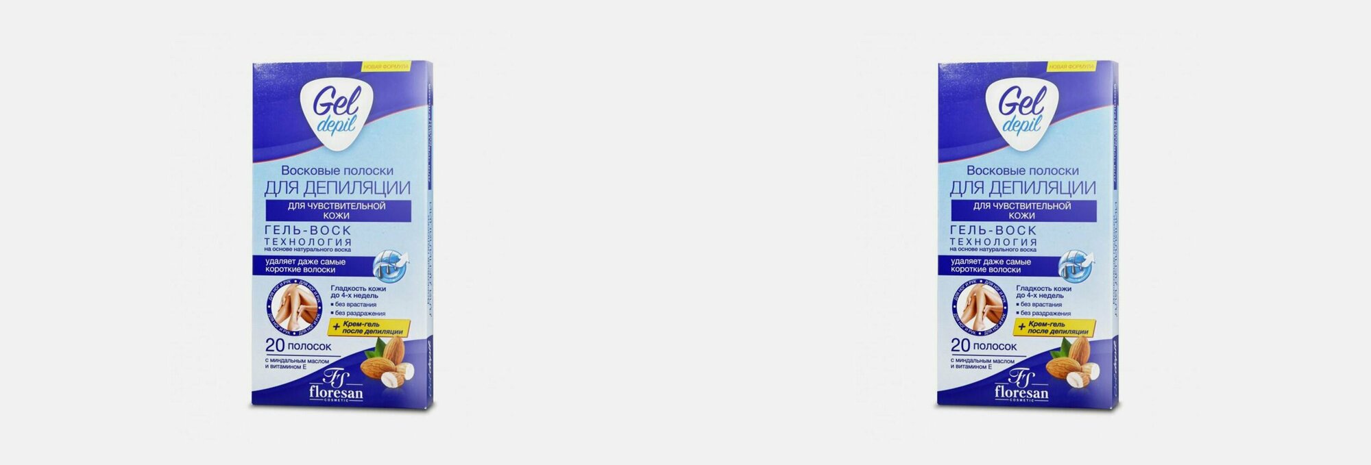 Floresan Восковые полоски для депиляции чувствительной кожи , 20 полосок , 2 уп.