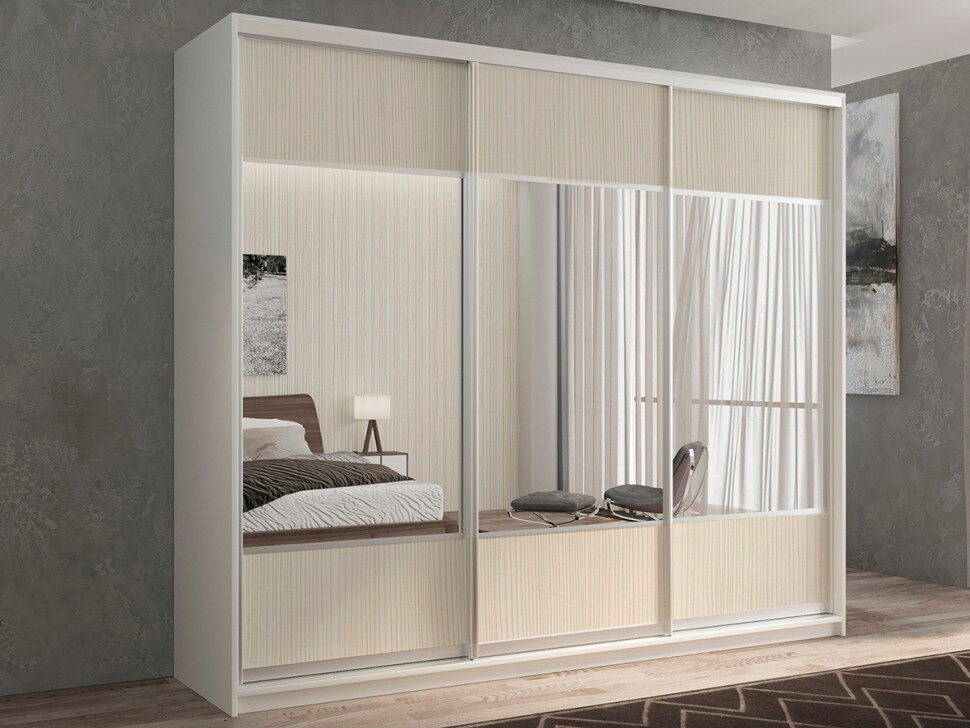 Шкаф купе, для одежды Версаль 3, МФ-Купе, 160х60х220, платье/белье/платье, бодега белая