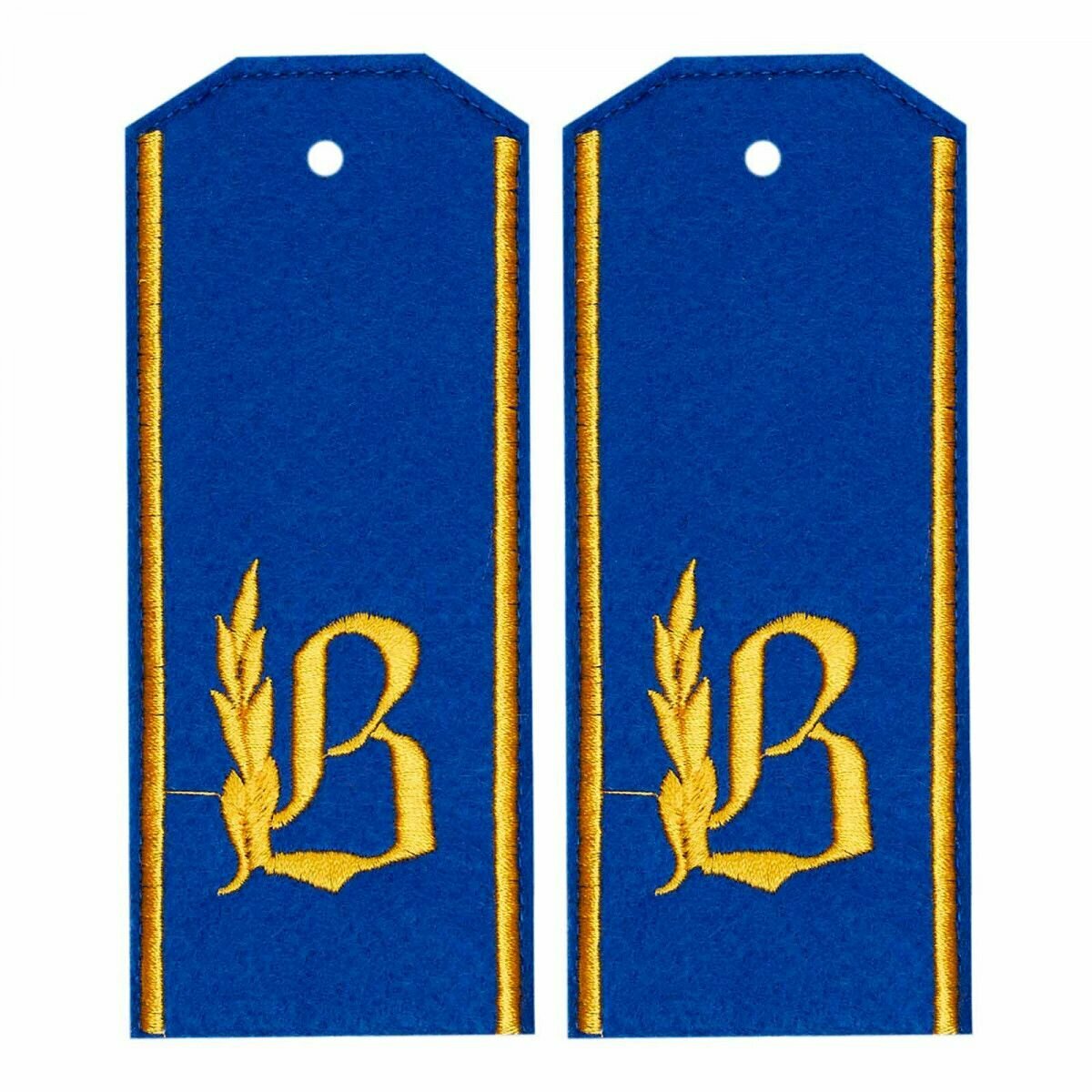 Погоны голубые В воспитанник с желтым кантом для кадетов 12 см из пластика