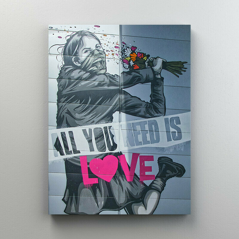 Интерьерная картина на холсте "Граффити - Нам нужна любовь", размер 30x40 см